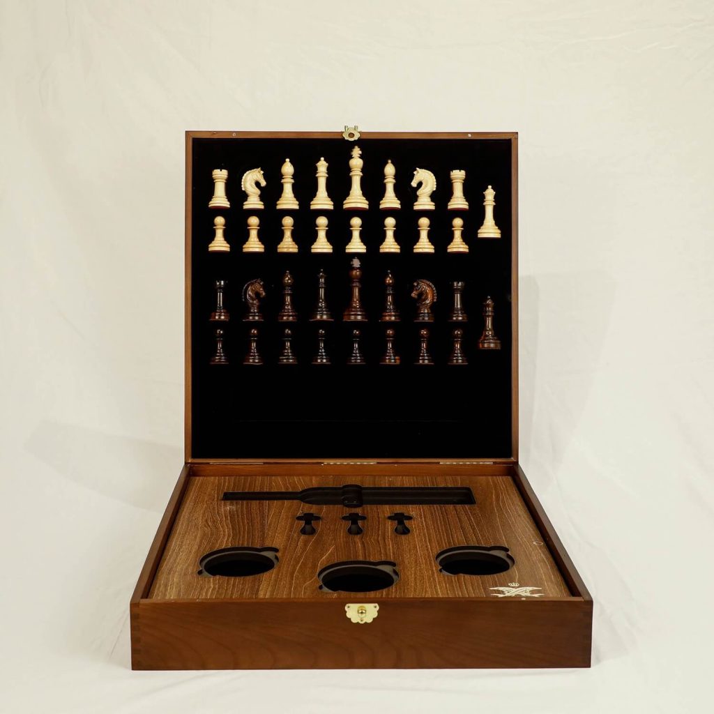 Bộ Cờ Vua Gỗ Mun & Thích Đế Nỉ - Bàn Cờ, Hộp Đựng Da - Luxury Wooden ...